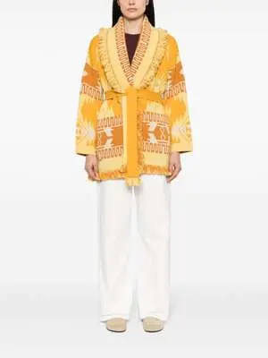 Alanui Icon Jacquard Cashmere Cardigan - Yellow
