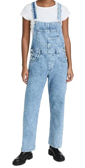Free People Ziggy Denim Overalls - Powder Blue