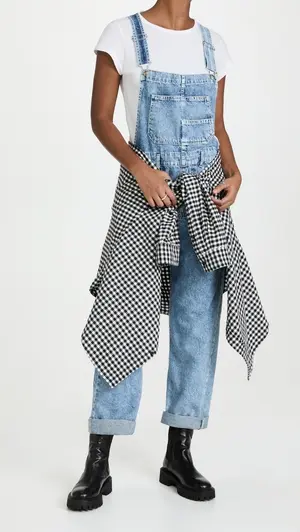 Free People Ziggy Denim Overalls - Powder Blue