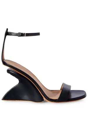 Off-White Jug Leather Wedge Heel Sandals - Black