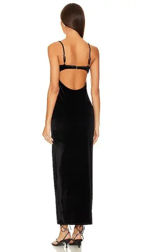 MONTCE Petal Long Dress - Black Velvet