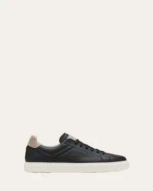 Brunello Cucinelli Grained Calfskin Sneakers - Black