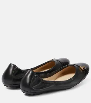 TOD'S Bubble Leather Ballet Flats - Black