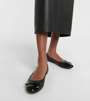 TOD'S Bubble Leather Ballet Flats - Black