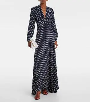 Rixo Emory Polka-dot Maxi Dress - Blue