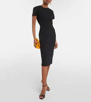 Victoria Beckham Fitted Crêpe Midi Dress - Black