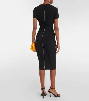 Victoria Beckham Fitted Crêpe Midi Dress - Black
