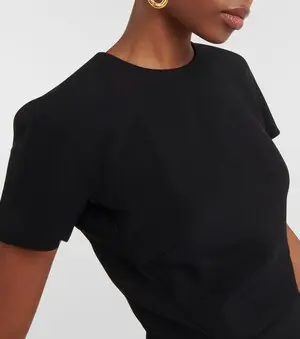 Victoria Beckham Fitted Crêpe Midi Dress - Black
