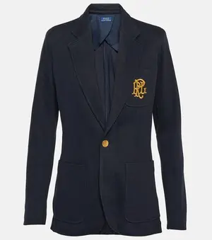 Polo Ralph Lauren Embroidered Cotton-blend Blazer - Blue