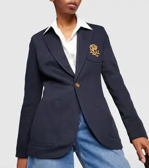 Polo Ralph Lauren Embroidered Cotton-blend Blazer - Blue