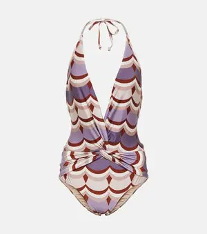 ADRIANA DEGREAS Vintage Waves Printed One Piece Swimsuit - Multicoloured
