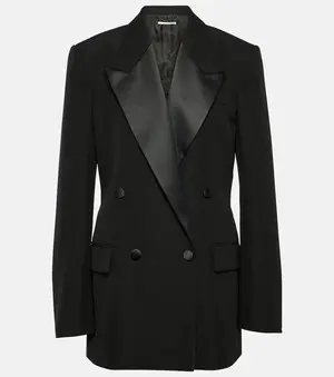 Stella McCartney Double-breasted Wool Tuxedo Jacket - Black
