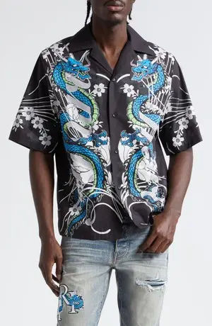 Amiri Dragon Cotton Bowling Shirt