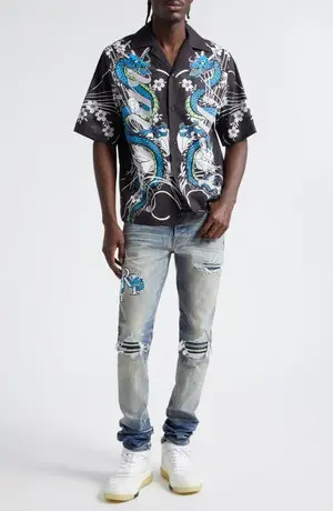 Amiri Dragon Cotton Bowling Shirt