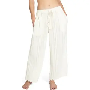 Robin Piccone Jo Wide Leg Cover-up Pants - Ecru