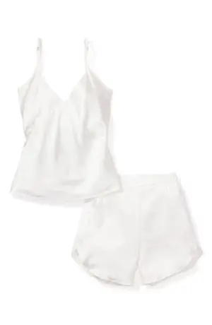 PETITE PLUME Mulberry Silk Short Pajamas - White