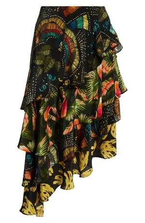 Farm Rio Mix Print Midi Skirt