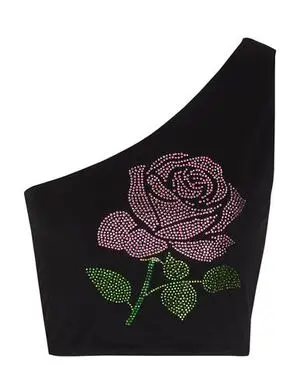 8 BY YOOX One-shoulder Jersey Top With Crystal Embellishments