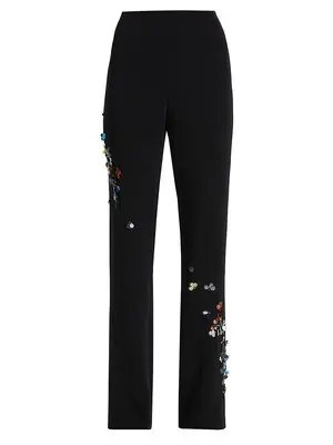 Cinq À Sept Women's Kingsley Floral Paillette Pants - Black Multi  Black Multi