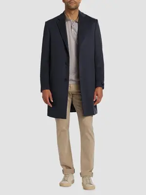 SAKS FIFTH AVENUE Collection Classic Cashmere Topcoat - Navy