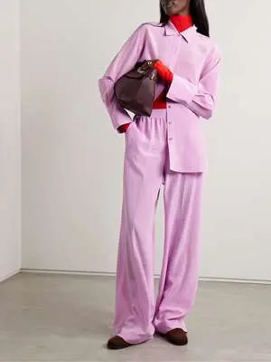 JOSEPH Hulin Silk Crepe De Chine Wide-leg Pants - Pink