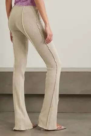 SIEDRES Appliquéd Flared Linen-blend Pants
