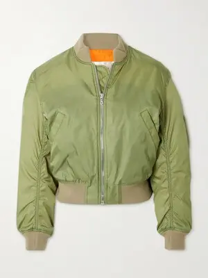 Victoria Beckham Cropped Padded Bomber Jacket - Green