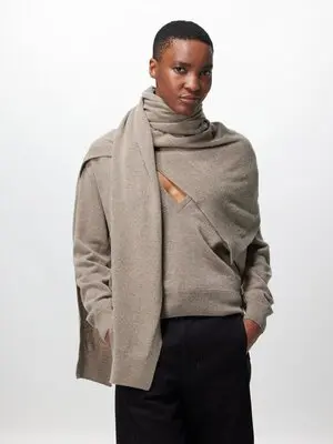 LEMAIRE Wrap Mélange Wool-blend Scarf - Beige