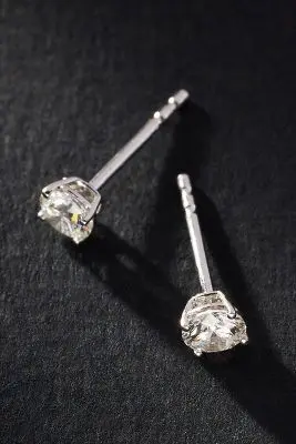 FINE DIAMONDS BY ANTHROPOLOGIE Classic Diamond Stud Earrings Silver