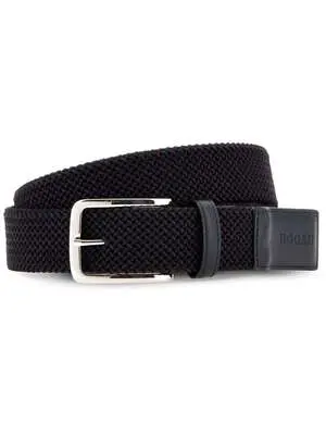 Hogan Leather-trim Interwoven Belt - Black