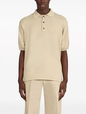 FERRAGAMO Logo-plaque Knitted Polo Shirt