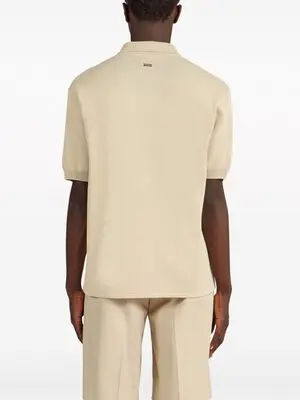 FERRAGAMO Logo-plaque Knitted Polo Shirt