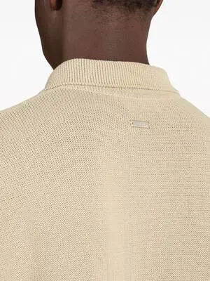 FERRAGAMO Logo-plaque Knitted Polo Shirt