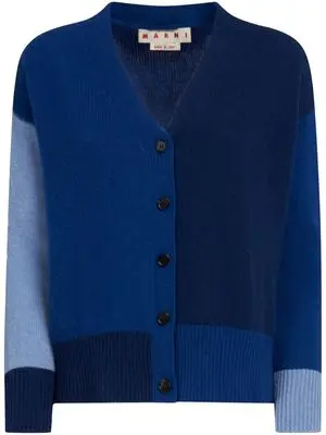 Marni Colour-block Cashmere Cardigan - Blue