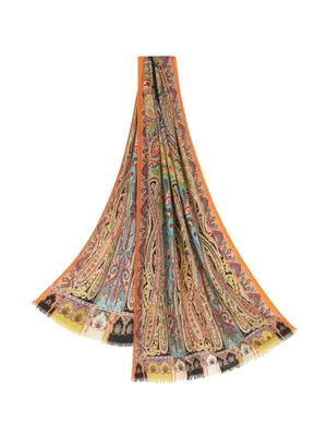 Etro Paisley-print Rectangle-shape Scarf - Orange