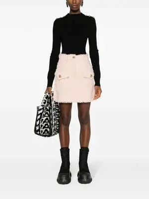 Balmain Frayed Tweed Miniskirt - Neutrals