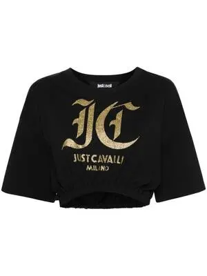 Just Cavalli Logo-print Crop Top - Black