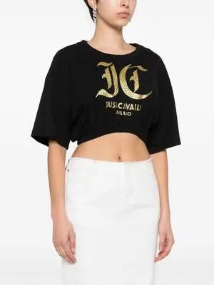 Just Cavalli Logo-print Crop Top - Black