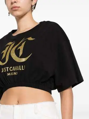 Just Cavalli Logo-print Crop Top - Black