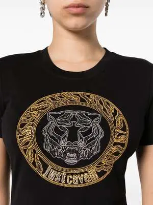 Just Cavalli Rhinestone-embellished Logo T-shirt