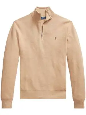 Polo Ralph Lauren Quarter-zip Embroidered Logo Jumper - Neutrals