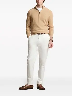 Polo Ralph Lauren Quarter-zip Embroidered Logo Jumper - Neutrals
