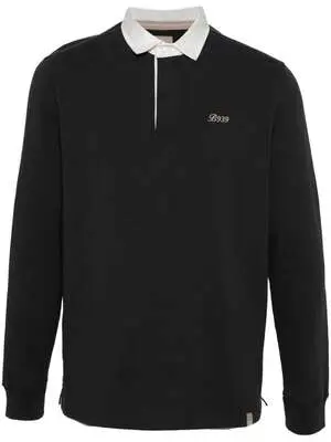 Boggi Milano Embroidered-logo Cotton Polo Shirt - Black