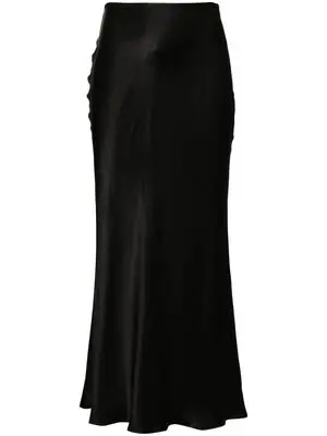 MANURI Sunny Satin Midi Skirt - Black