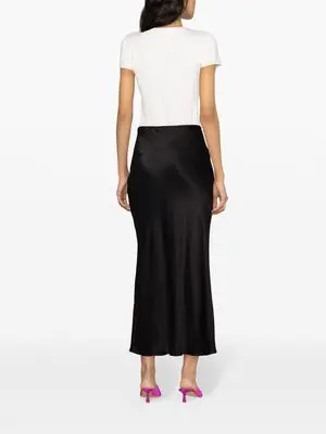 MANURI Sunny Satin Midi Skirt - Black