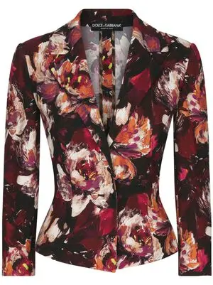 Dolce & Gabbana Floral-print Fitted Blazer - Red