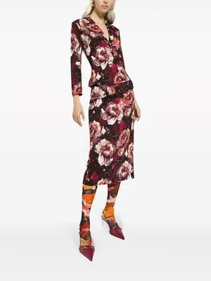 Dolce & Gabbana Floral-print Fitted Blazer - Red