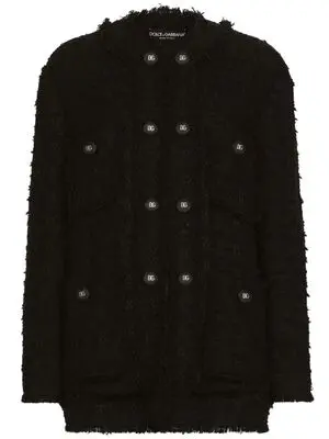 Dolce & Gabbana Round-neck Tweed Jacket - Black