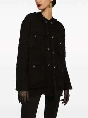Dolce & Gabbana Round-neck Tweed Jacket - Black