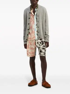 Palm Angels Curved-logo Wool-blend Cardigan - Grey